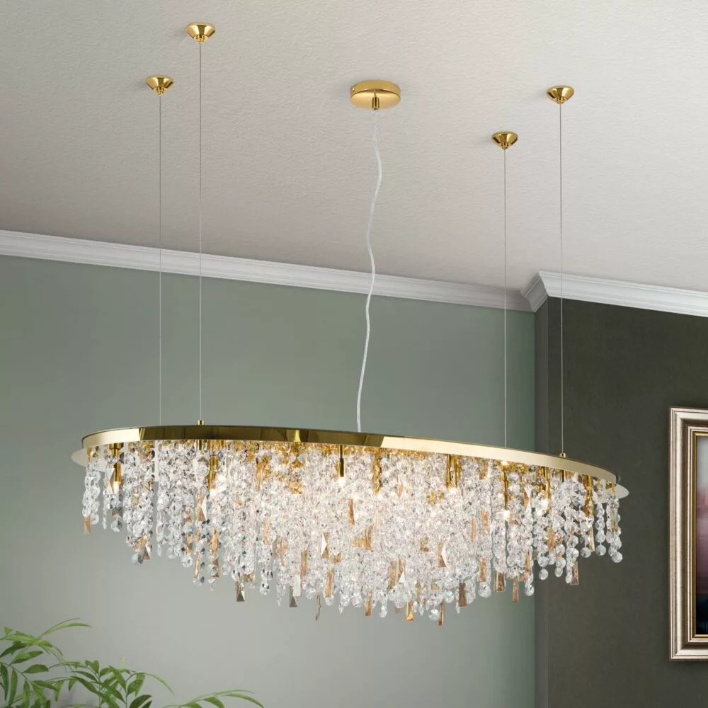 CRYSTALriver modern kristálycsillár, arany | Lámpaszaküzlet.hu